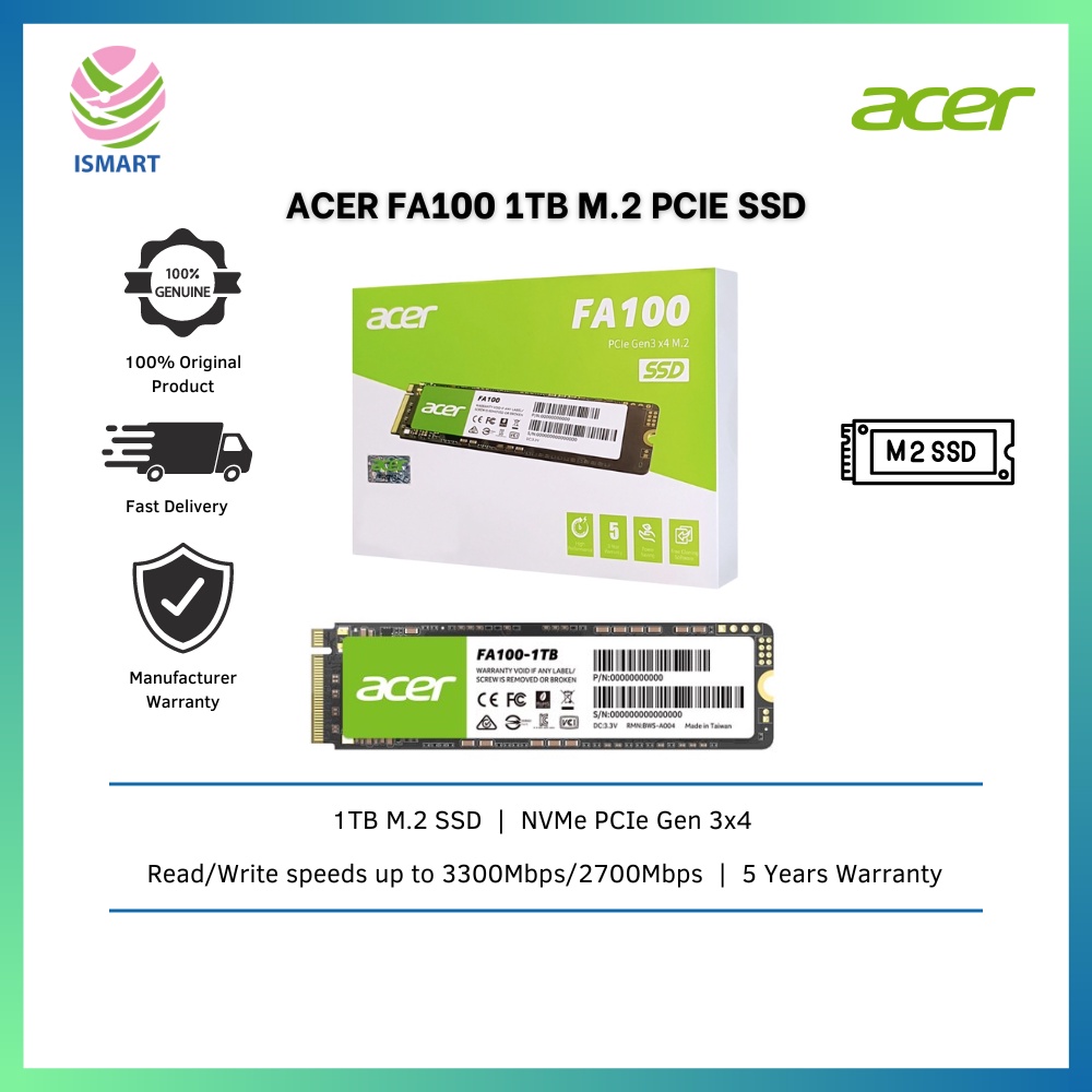 Acer NVMe PCIe SSD FA100 M.2 1TB BL.9BWWA.120 NAND | Shopee Malaysia