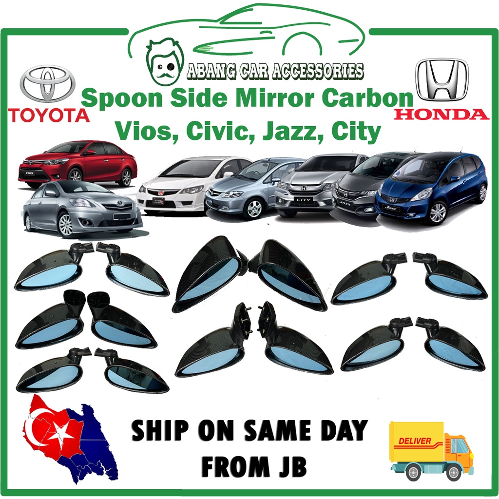 🔥NEW Carbon Spoon Side mirror Vios Keli Vios Dugong Civic FD Jazz GK ...