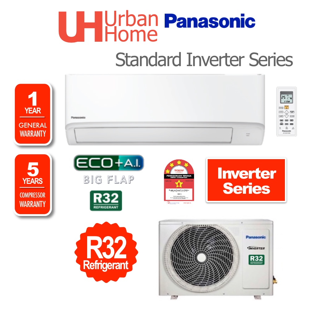 Panasonic AirCond Standard Inverter R32 Air Conditioner (1.0HP/1.5HP/2 ...