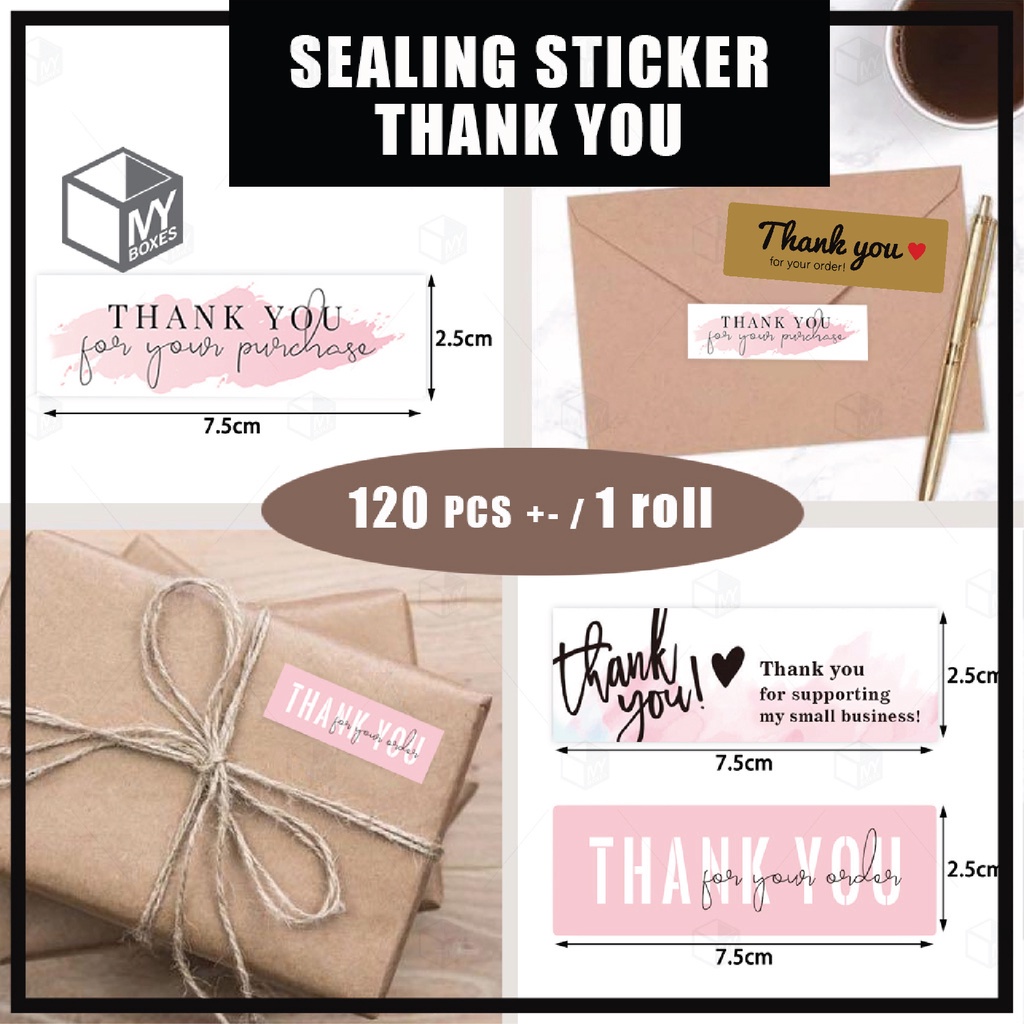 120PCS Thank You Labels With Sticker Rectangle Size Decorate Box ...