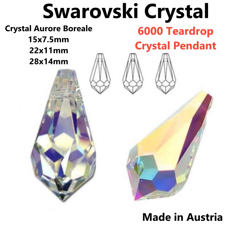 6000 Swarovski Teardrop Crystal Pendant (001 AB Crystal Aurore Boreale) | Shopee Malaysia