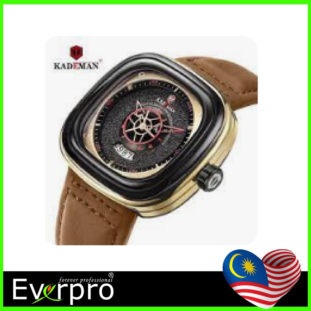 KADEMAN Men's Watch Square Design Sports 3TAM Fashion Leather ...