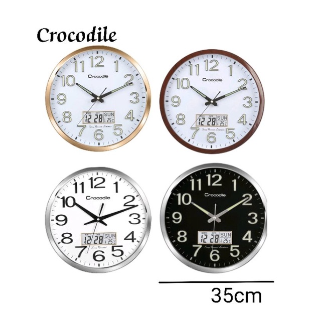 100%ORIGINAL Crocodile CWD0593 Wall Clock With Digital Date(glow in the ...