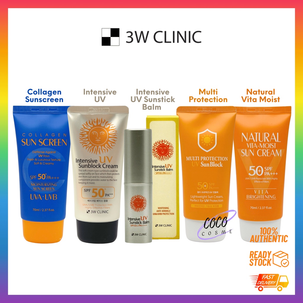 3W Clinic Intensive UV Sun Block Cream | Collagen Sunscreen | Natural ...