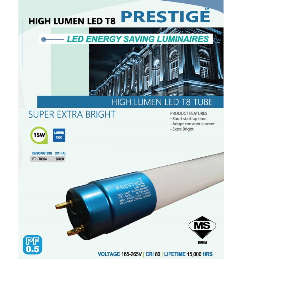 ECOBRIGHT / PRESTIGE LED T8 TUBE W/SIRIM 4ft 超亮LED | Shopee Malaysia