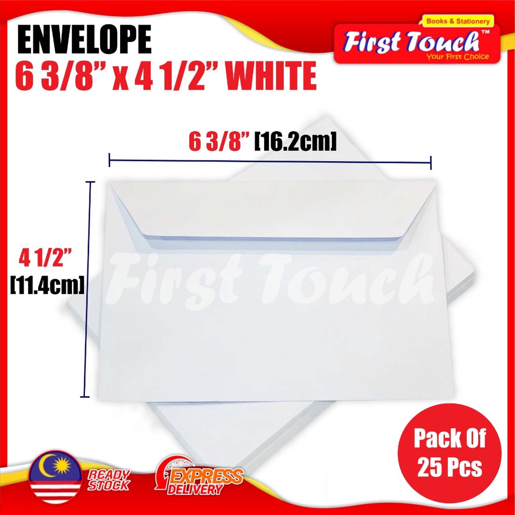 Envelope Sampul Surat Putih 6 3/8'' x 4 1/2'' (16.2cm x 11.4cm)(25's ...