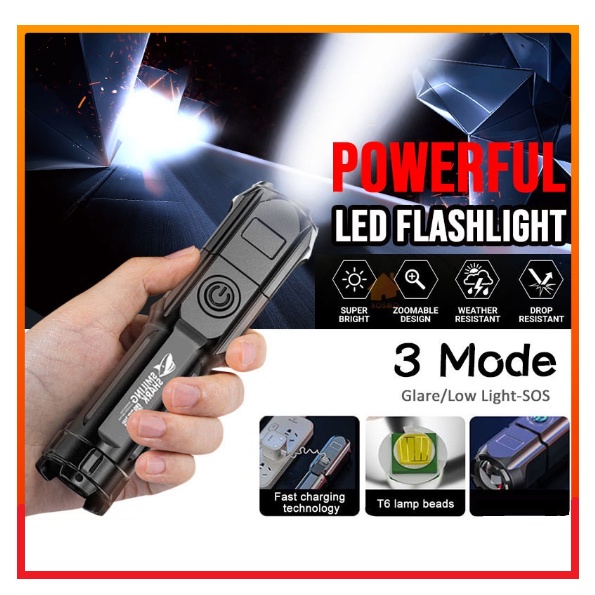 Zoomable Torch Light Super Bright Outdoor Lighting Waterproof LED ...