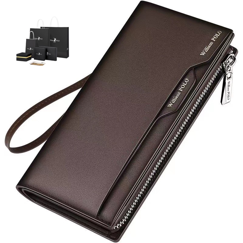 William POLO wallet for man leather long wallet multifunctional wallet ...