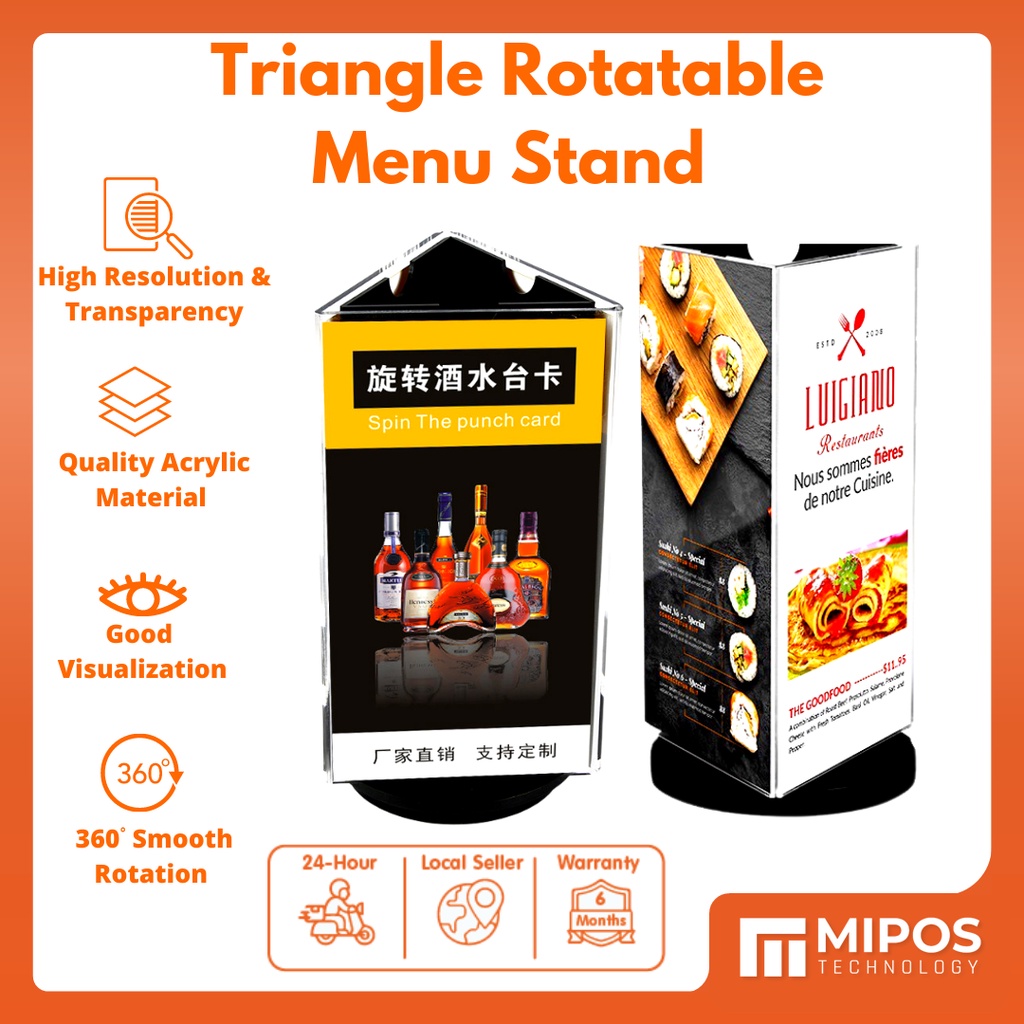 Triangle Menu Display | Triangle Menu Stand | 3 Side Rotation Menu Stand / Bar Dining Restaurant ...