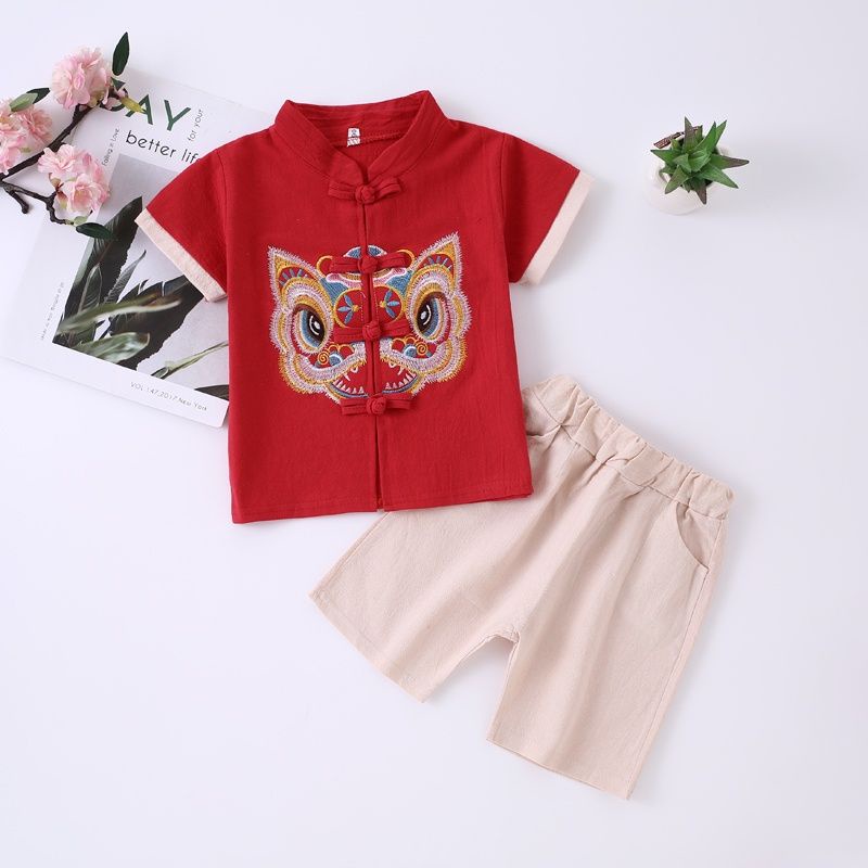 MERAH Chinese New Year suit for boys CNY Barongsai xin cia cheongsam ...