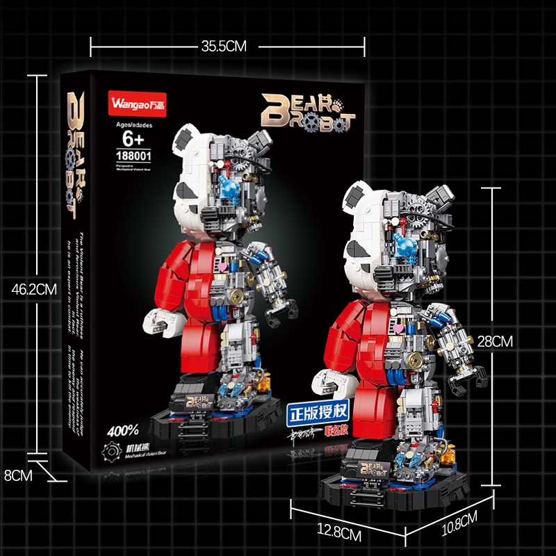 Wangao 188001 BearBrick Robot: Mechanical Violence Bear 400% | Shopee ...