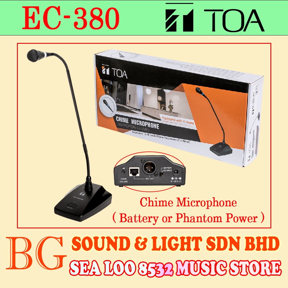 TOA EC-380 / EC380 CHIME MICROPHONE ( BATTERY OR PHANTOM POWER OPERATED ...