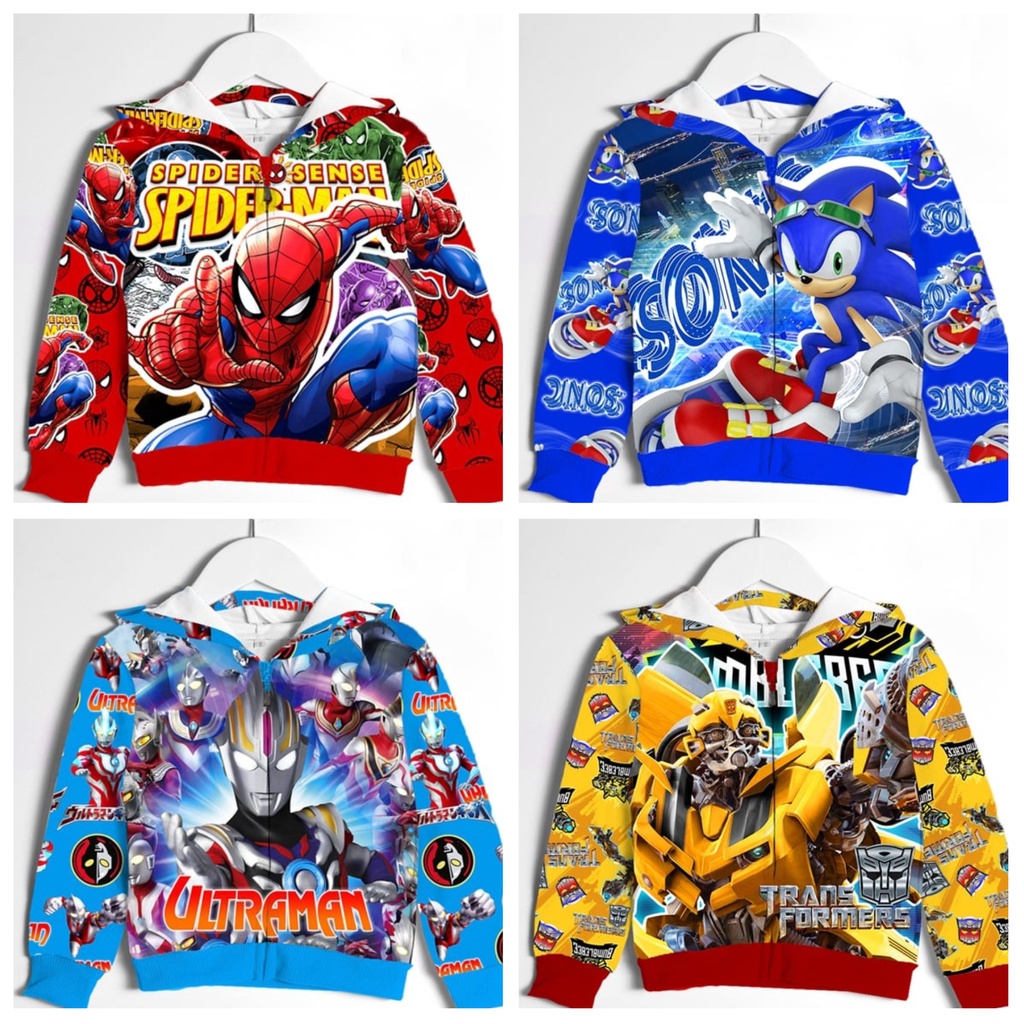 Sweater / Jacket Hood cartoon Boy Kids Ultraman sonic spiderman ...