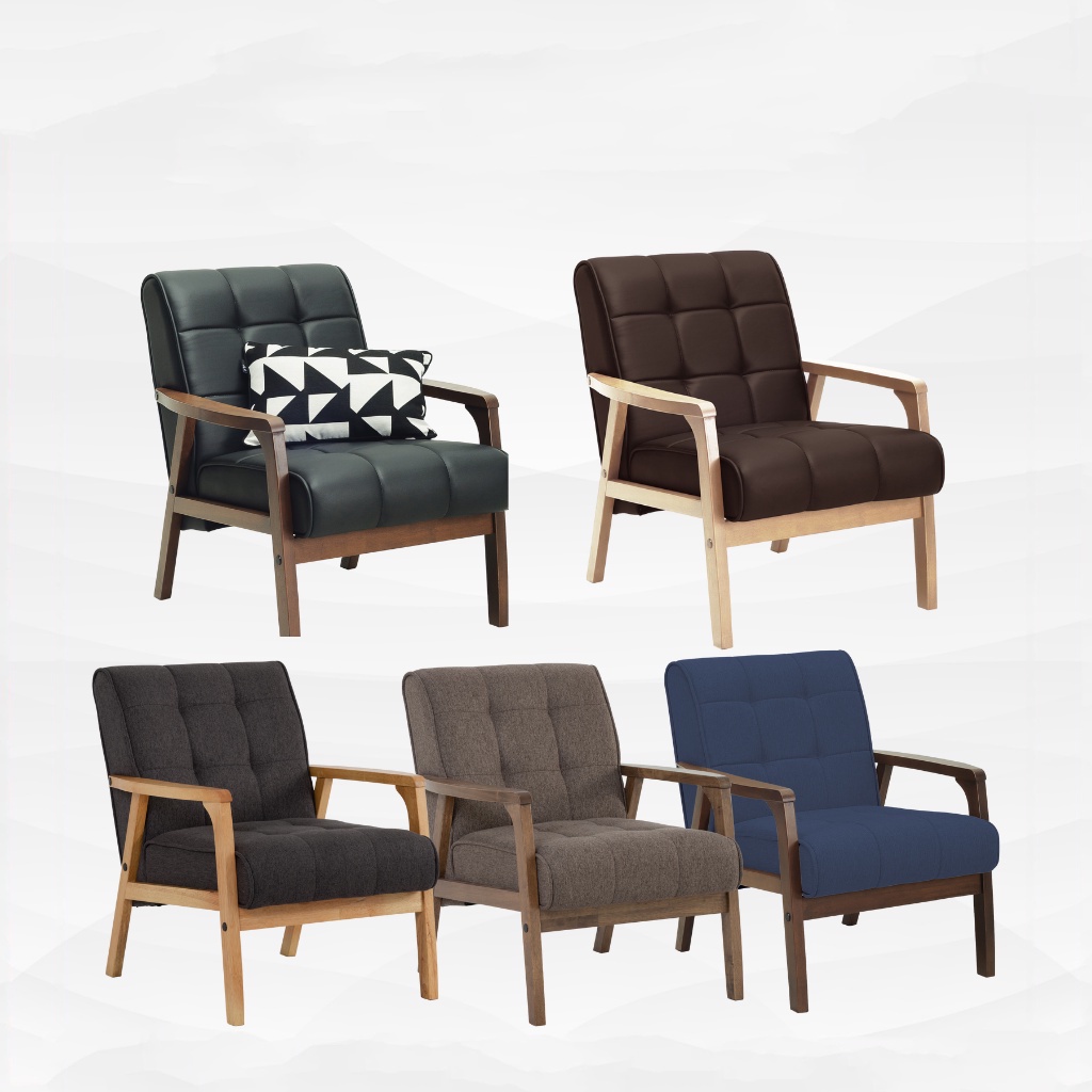 VINCY Modern Sofa 1 Seater Sofa Murah Single Sofa Fabric Sofa Kayu ...