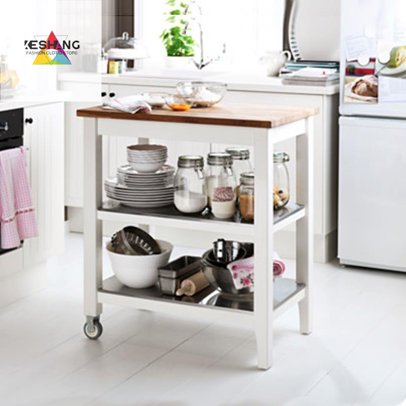 Nordic cooking table solid wood kitchen island removable side table ...