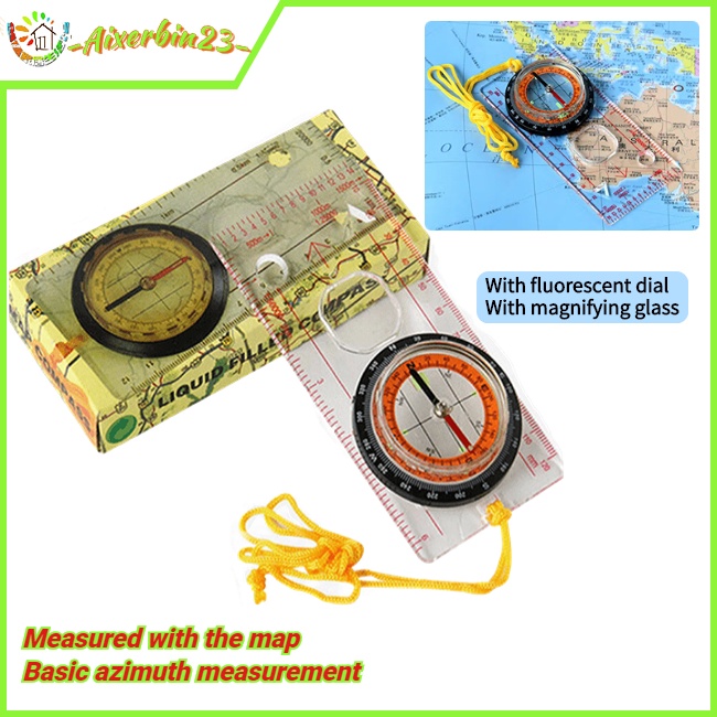 Nanan Transparent color portable compass ruler multifunctional map ...