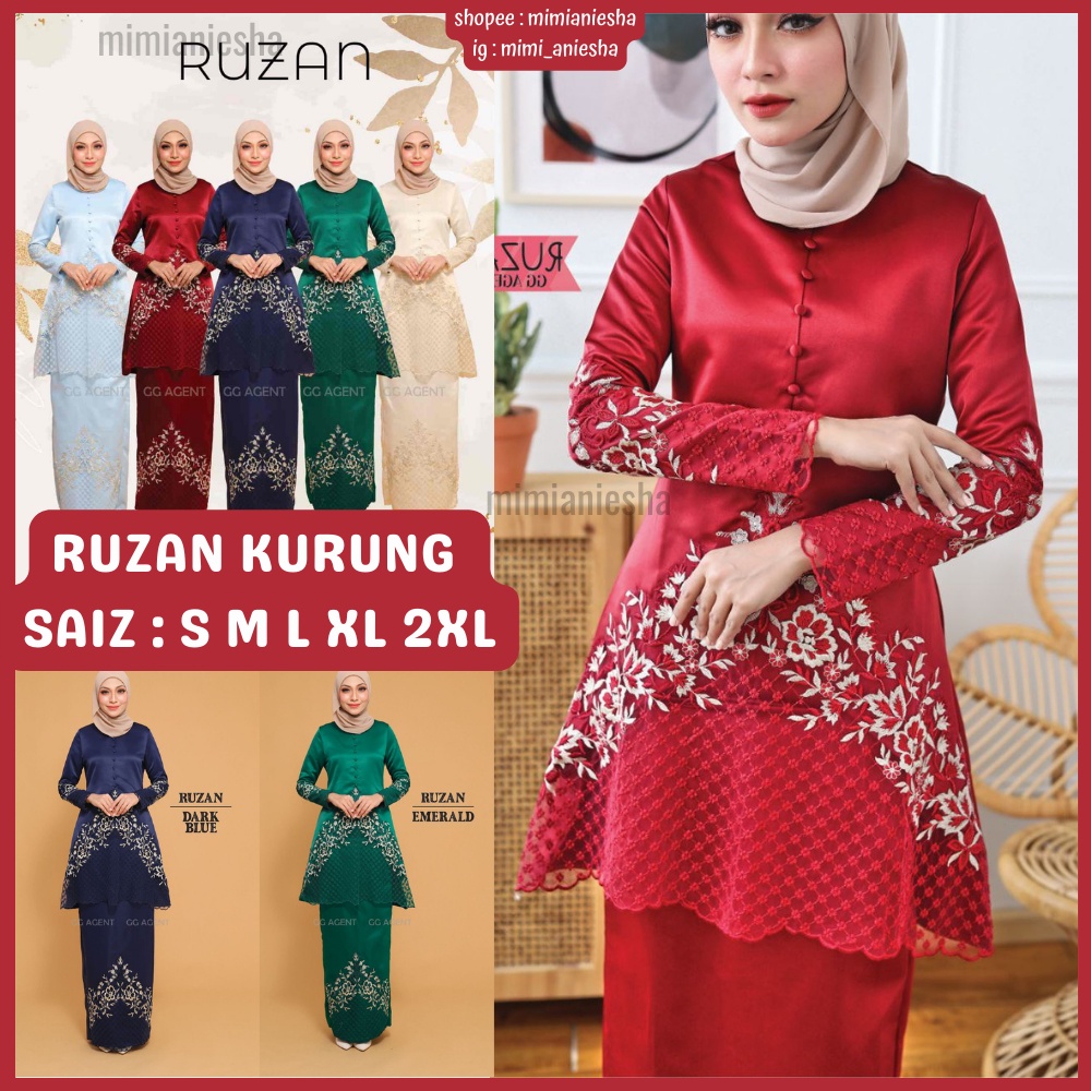 Ruzan Kurung Pahang Baju Lace Baju Raya 2023 Kurung Satin Baju Tunang ...