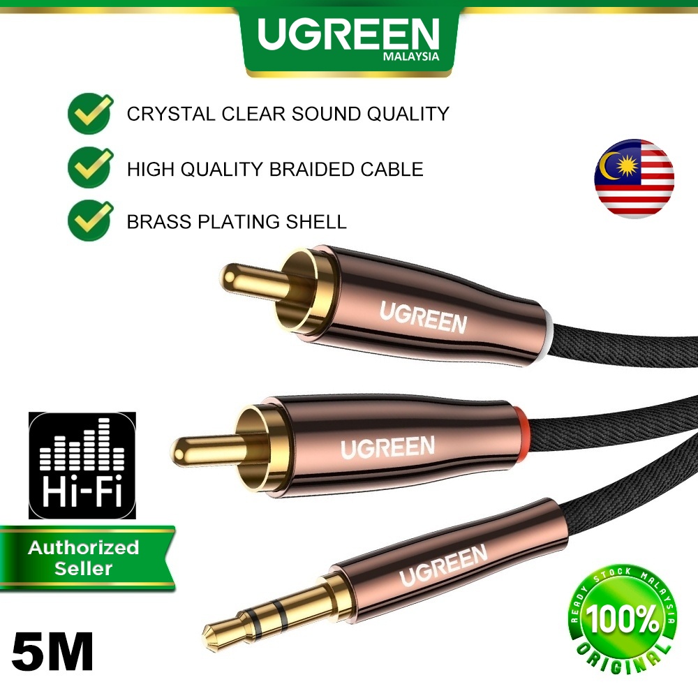 UGREEN 2 RCA Audio Cable Male To Male Adapter Stereo Y Splitter with ...