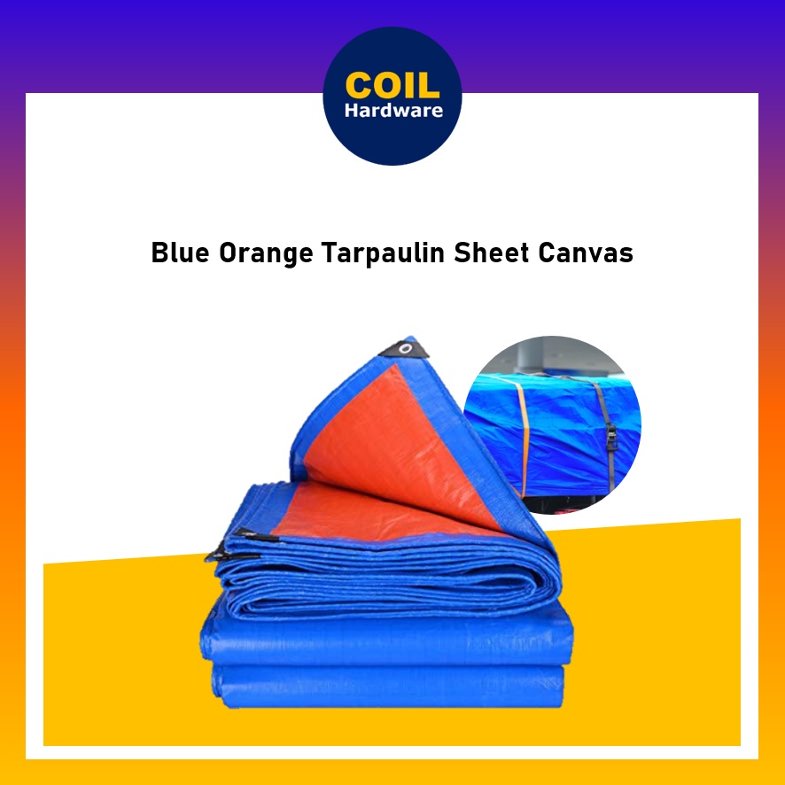 6FT - 15FT Biru Oren Kanvas Tarpaulin / Kanvas Biru Oren Kanopi Khemah ...