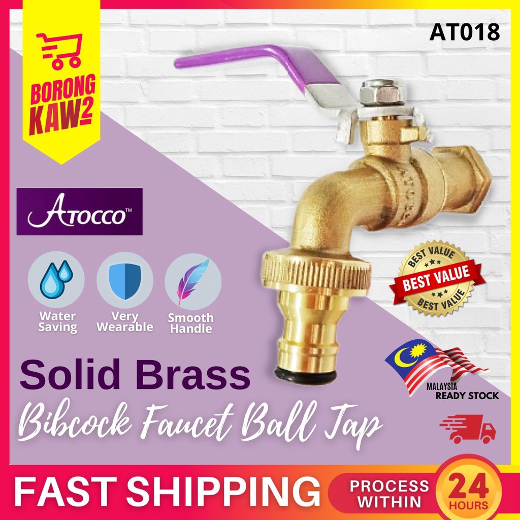 ATOCCO AT018 1/2 inch Solid Brass Bibcock Faucet Ball Valve Bib Tap ...
