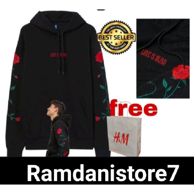 Hoodie H&M LOVE IS BLIND Embroidery Hnm Full teg, label (Free Paperbag ...