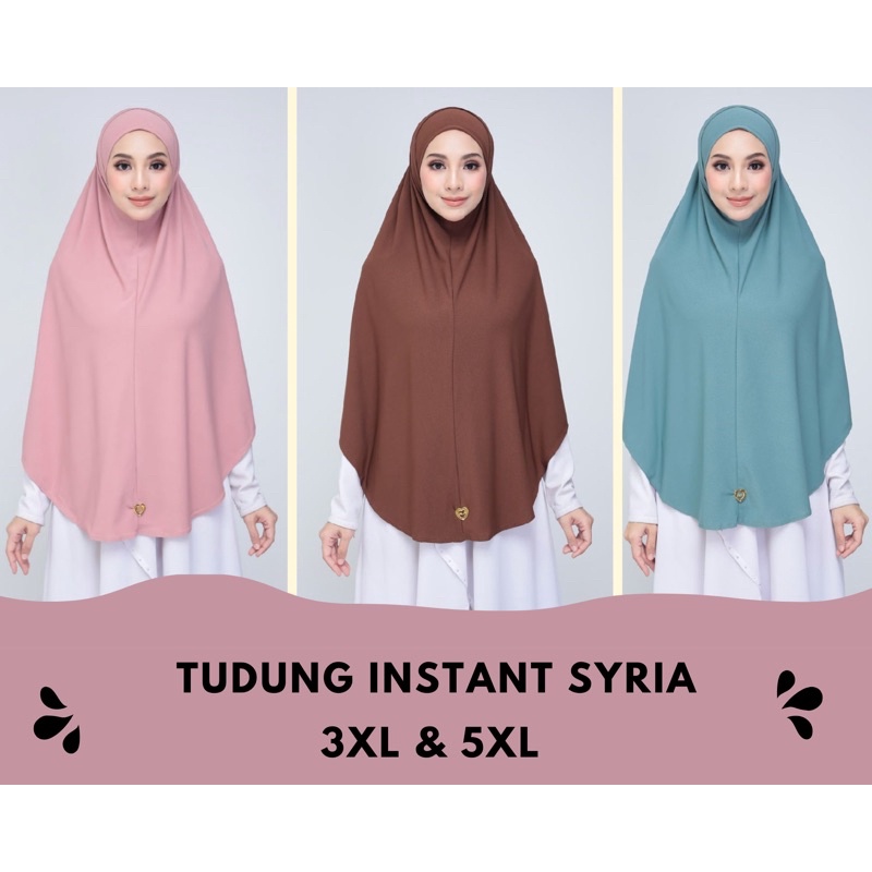 Tudung Sarung Instant Syria 3XL 5XL mosscrepe ironless tak payah gosok | Shopee Malaysia