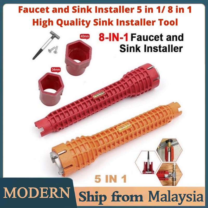 Faucet and Sink Installer 8 in 1 Pipe Spanner Sink Installer Tool Basin Faucet Tap Water Tap ...