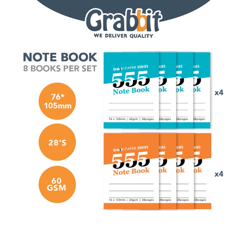 Buku 3@5/buku nota kecil/GRABBIT 555 Notebook Pocket Size 3*5 | Shopee ...