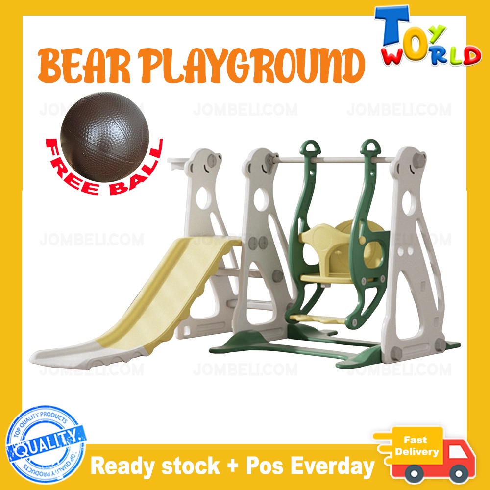 BEAR PLAYGROUND 3 IN 1 Swing Slide And Basketball Hook Indoor/Outdoor ...