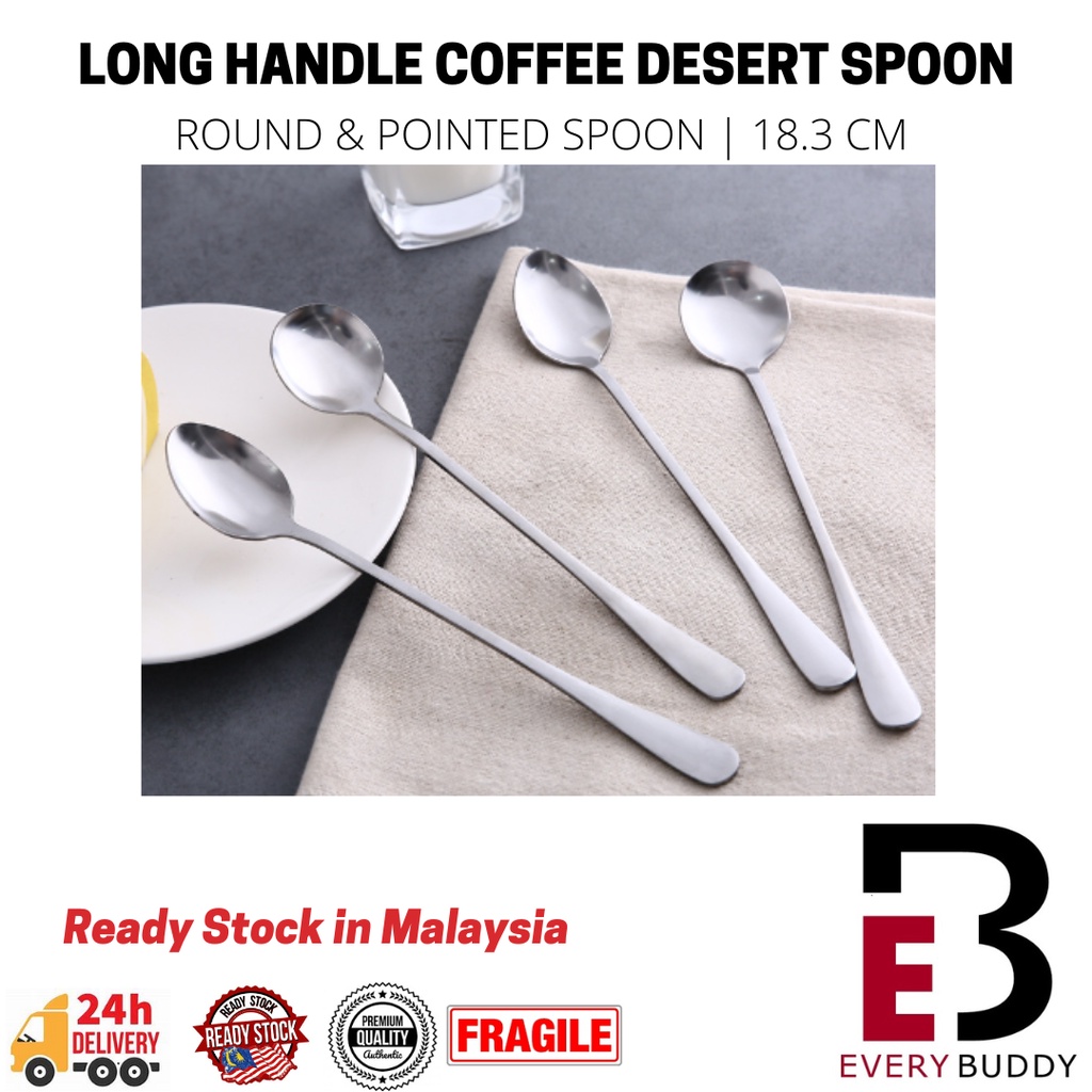 Dessert Spoon Long Handle Ice Cream Dessert Sundae Spoons Kitchen ...