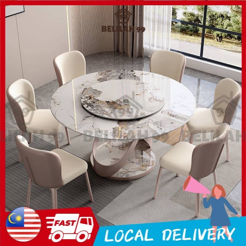 Belilah 7669 Sintered stone Round Dining table Ceramic Meja makan Meja ...