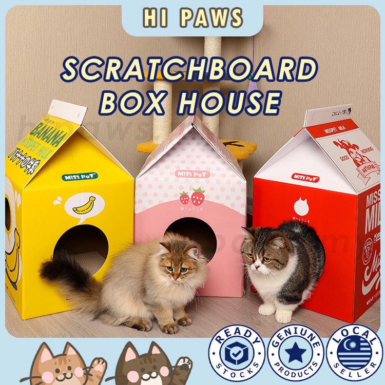 Cat Scratchboard Milk Box House Cardboard Paper Sleeping Nest Folding ...