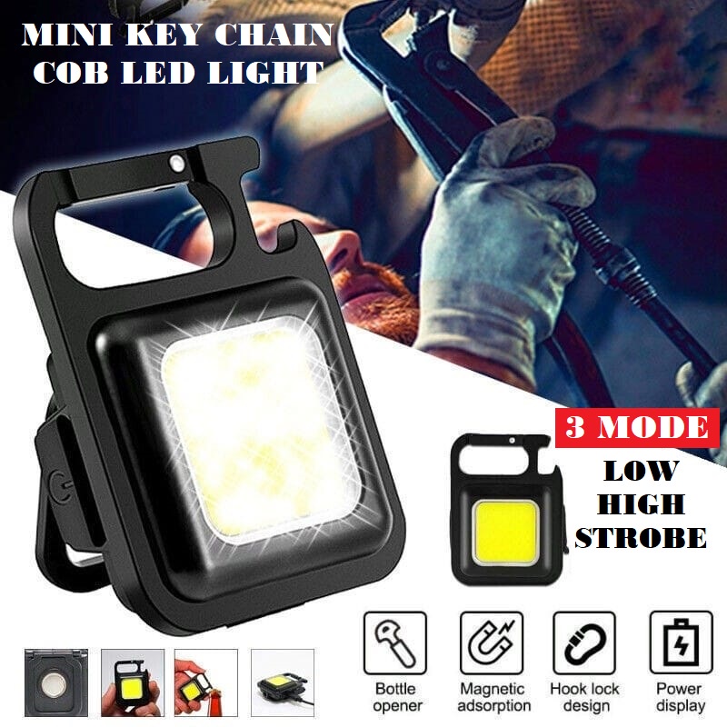 Car Keychain Led Light 800LM USB Rechargeable Magnetic Folding Flashlight Portable Mini Work ...