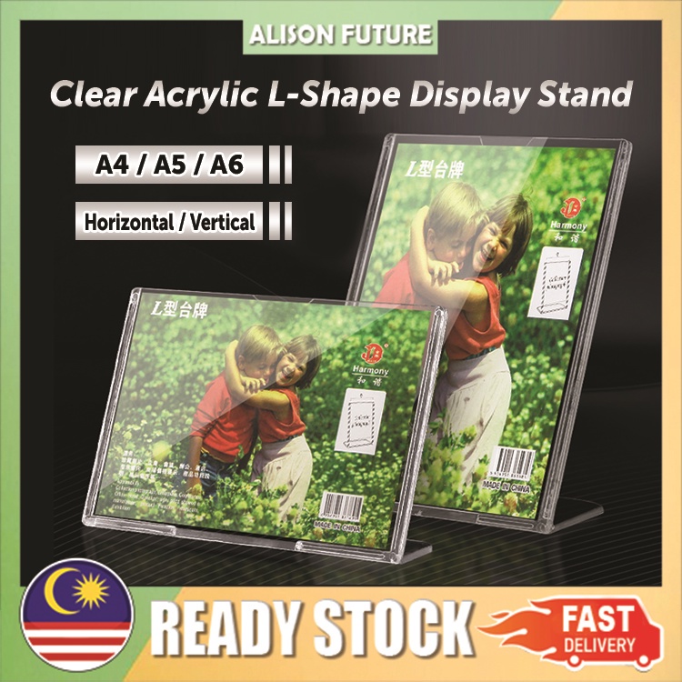 Acrylic L Shape A4 / A5 / A6 Display Stand Table Menu Display Stand ...
