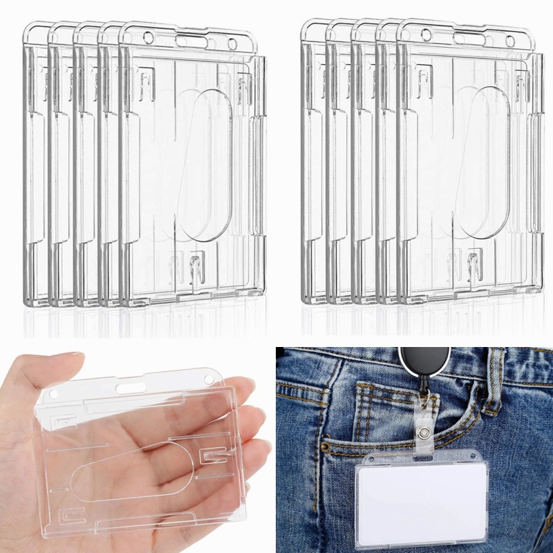 1/10Pcs Clear Clear Bank Card Protective Holder Card Sleeves Id Badge ...