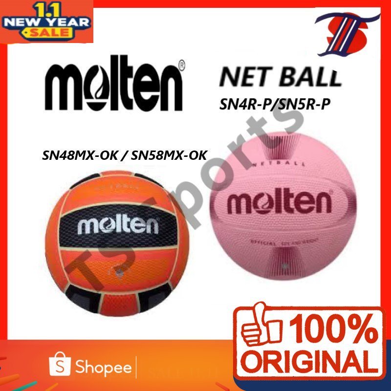 Molten Netball Ball Bola Jaring Latihan Pertandingan MSSM SN58MX SN48MX ...