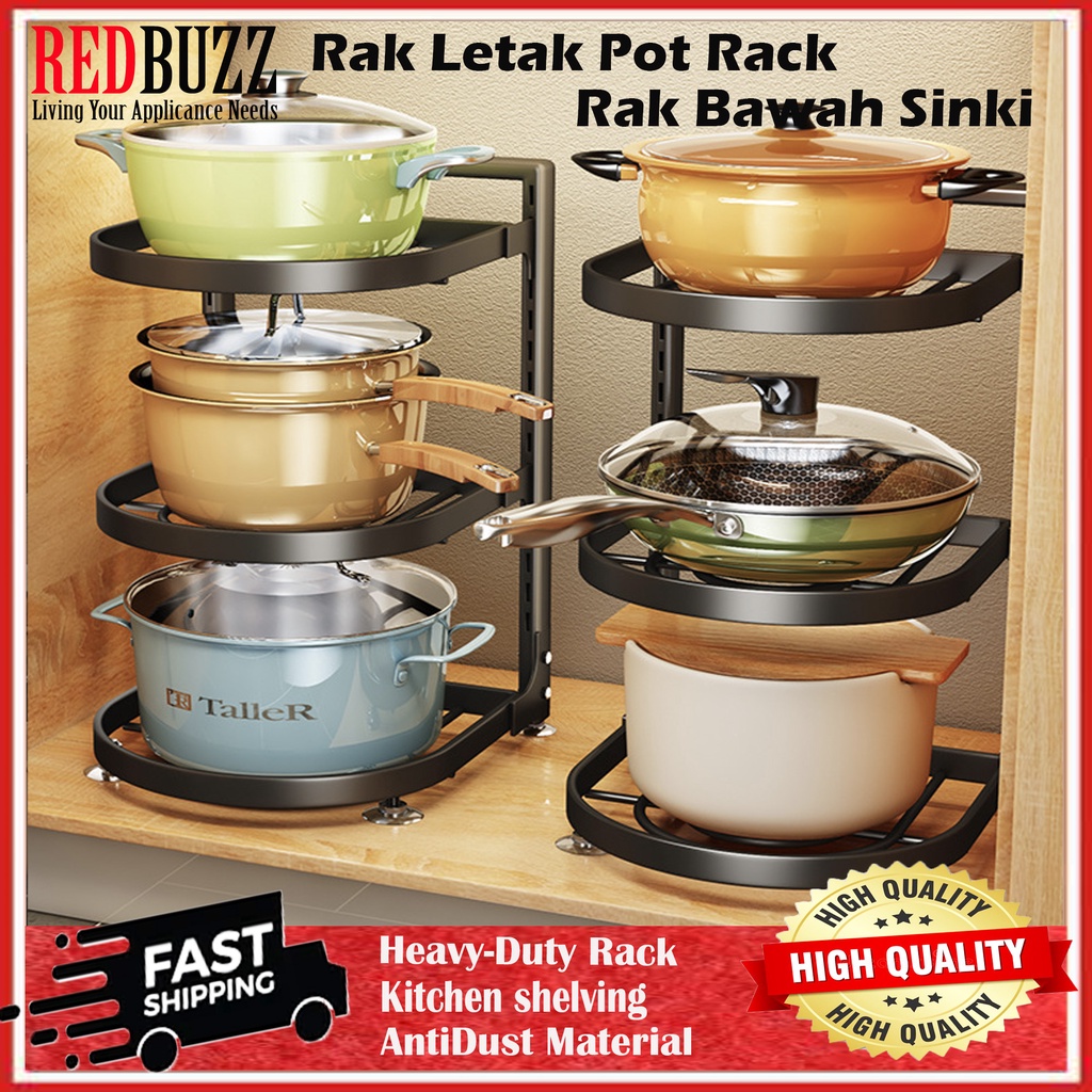 Rak Bawah Sinki Rak Letak Barang Dapur Pot Rack Adjustable Under Sink ...
