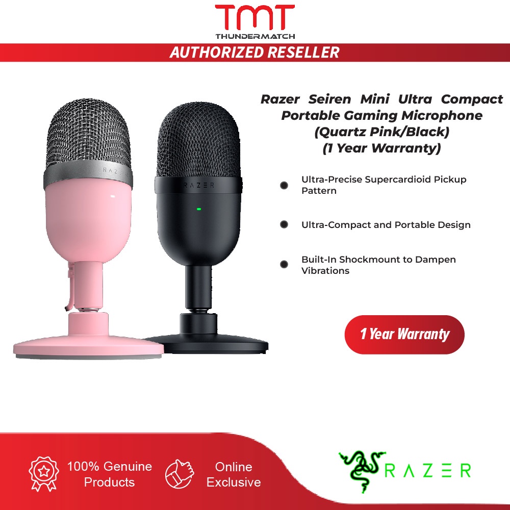 Razer Seiren Mini Ultra Compact Portable Gaming Microphone (Quartz Pink ...