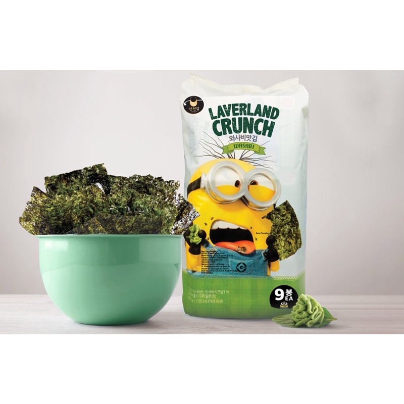 MANJUN LAVERLAND CRUNCH WASABI ROASTED SEAWEED (9 PACKS X 4.5G) MINION ...