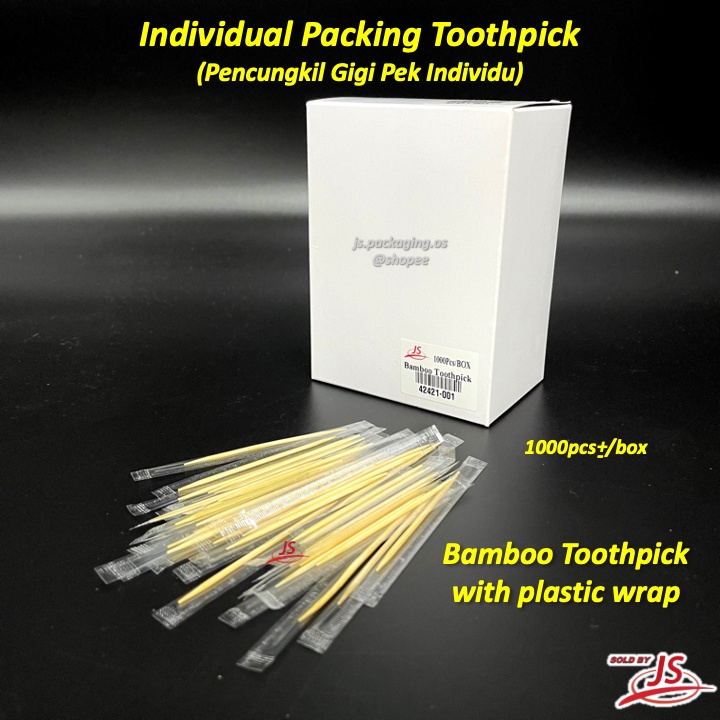 Pencungkil Gigi (6.5cmX1000Pcs) Toothpick (1Pcs/Pkt) With Individual ...