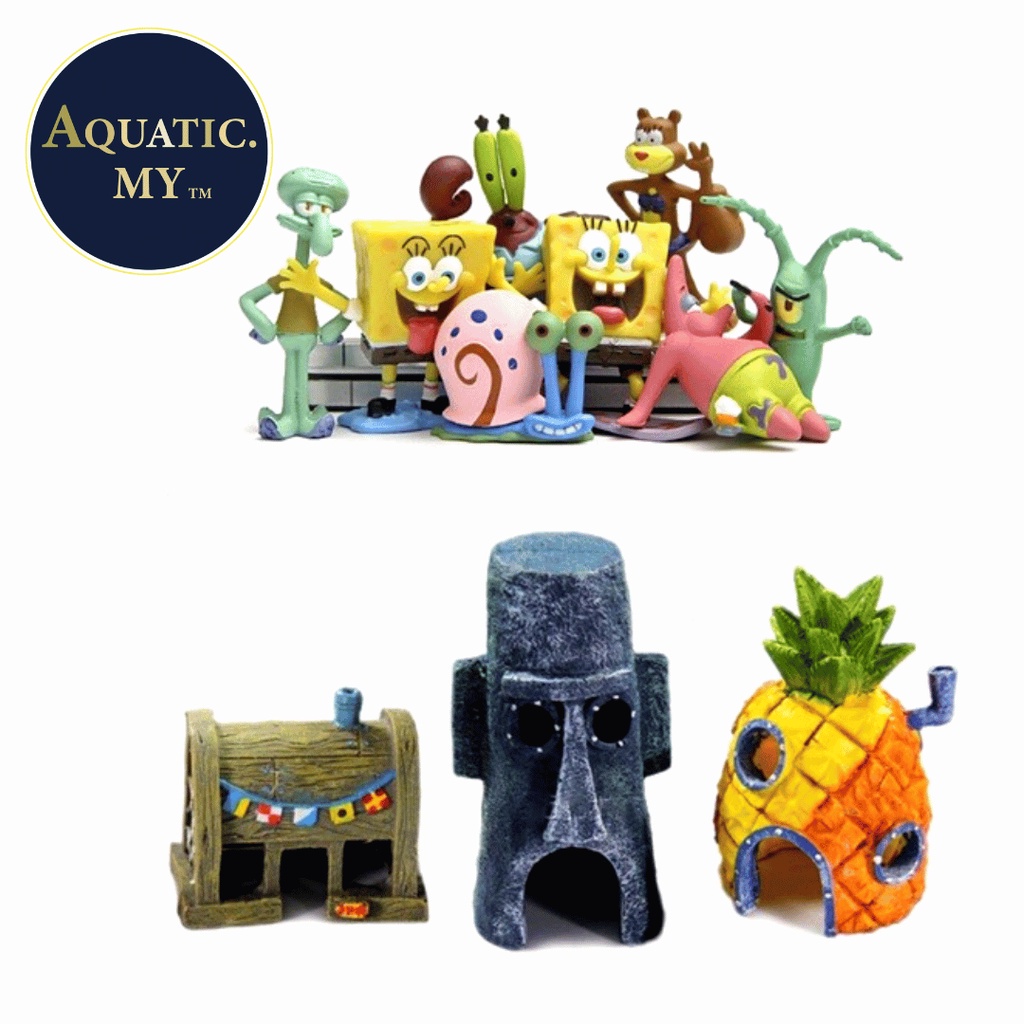 Spongebob Squidward House Pineapple House Aquarium Tank Decoration Fish ...
