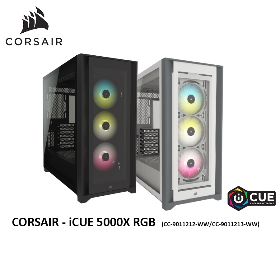 CORSAIR 5000X RGB MID-TOWER ATX CASE - BLACK/WHITE - CC-9011212-WW/CC ...