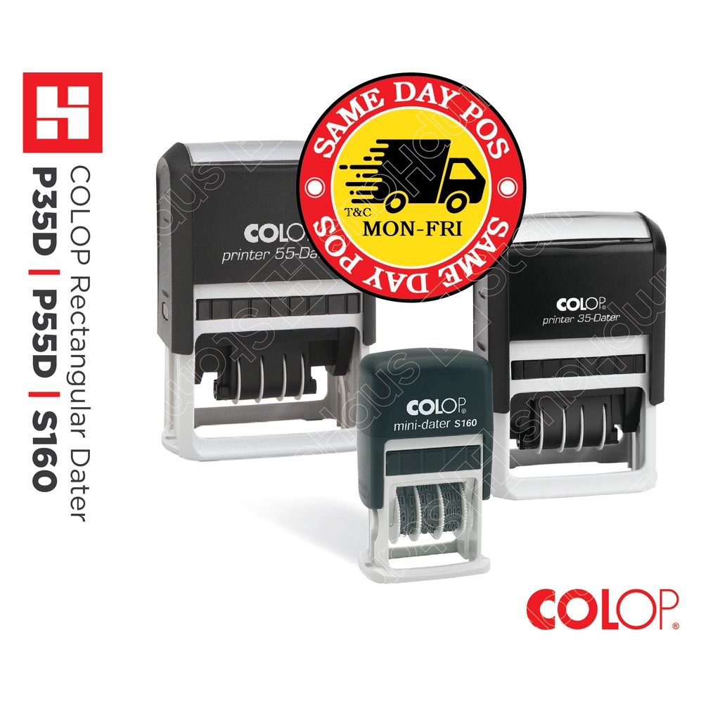 SAME DAY POS * Rubber Stamp * COLOP Self-inking Rectangular Dater Stamp S160Dater | P35Dater ...