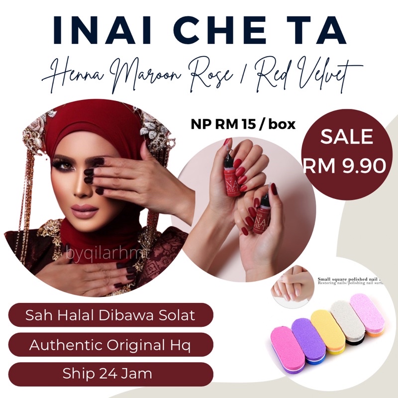 (SALE 🔥) Ready Stock Henna Inai Che Ta Maroon Rose Red Velvet | Shopee Malaysia