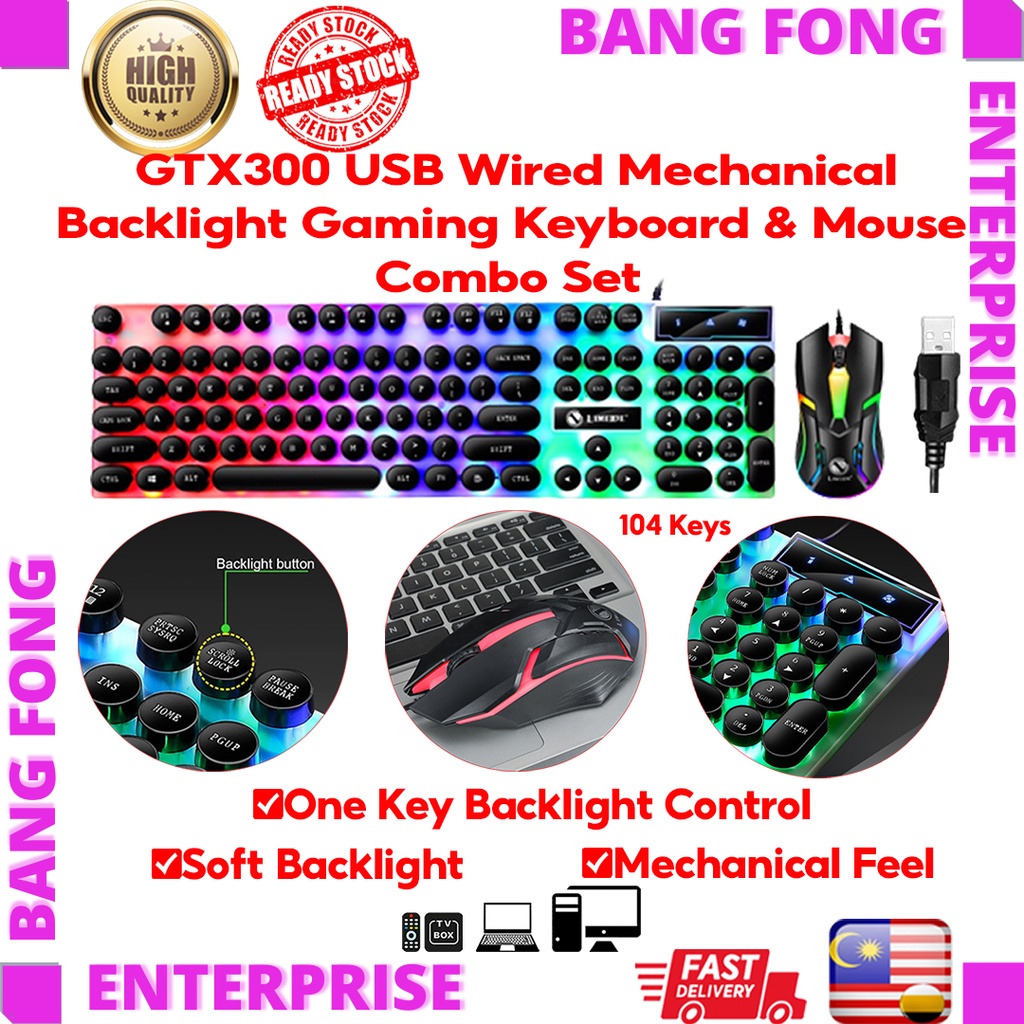 GTX300 USB Wired Mechanical 104 Keys RGB Backlight LED Light Gaming ...