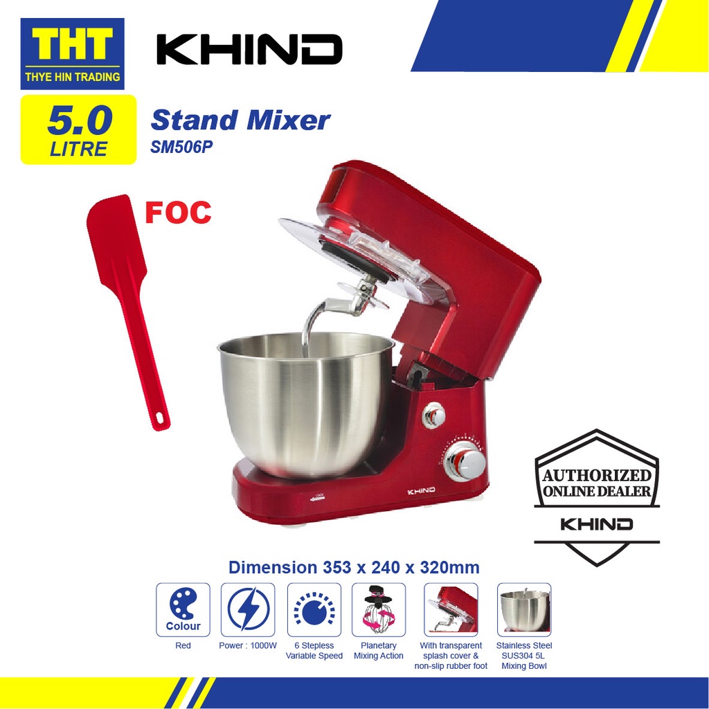 Khind 5L 1000W Stand Mixer SM506P | Shopee Malaysia