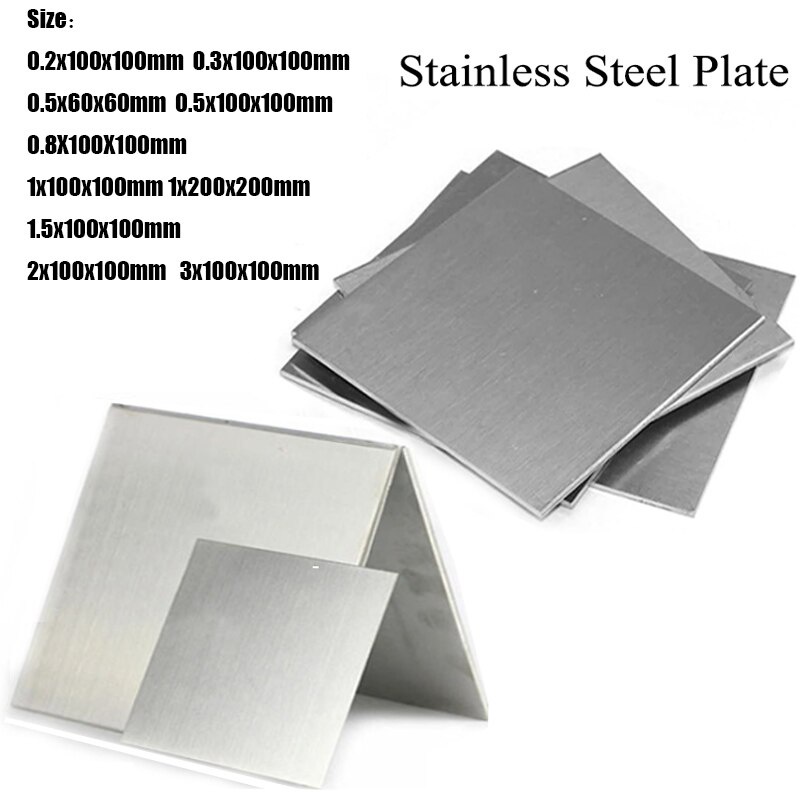 1pcs 304 Stainless Steel Plate Thick 1mm 1.5mm 2mm 3mm 0.8mm 0.5mm ...