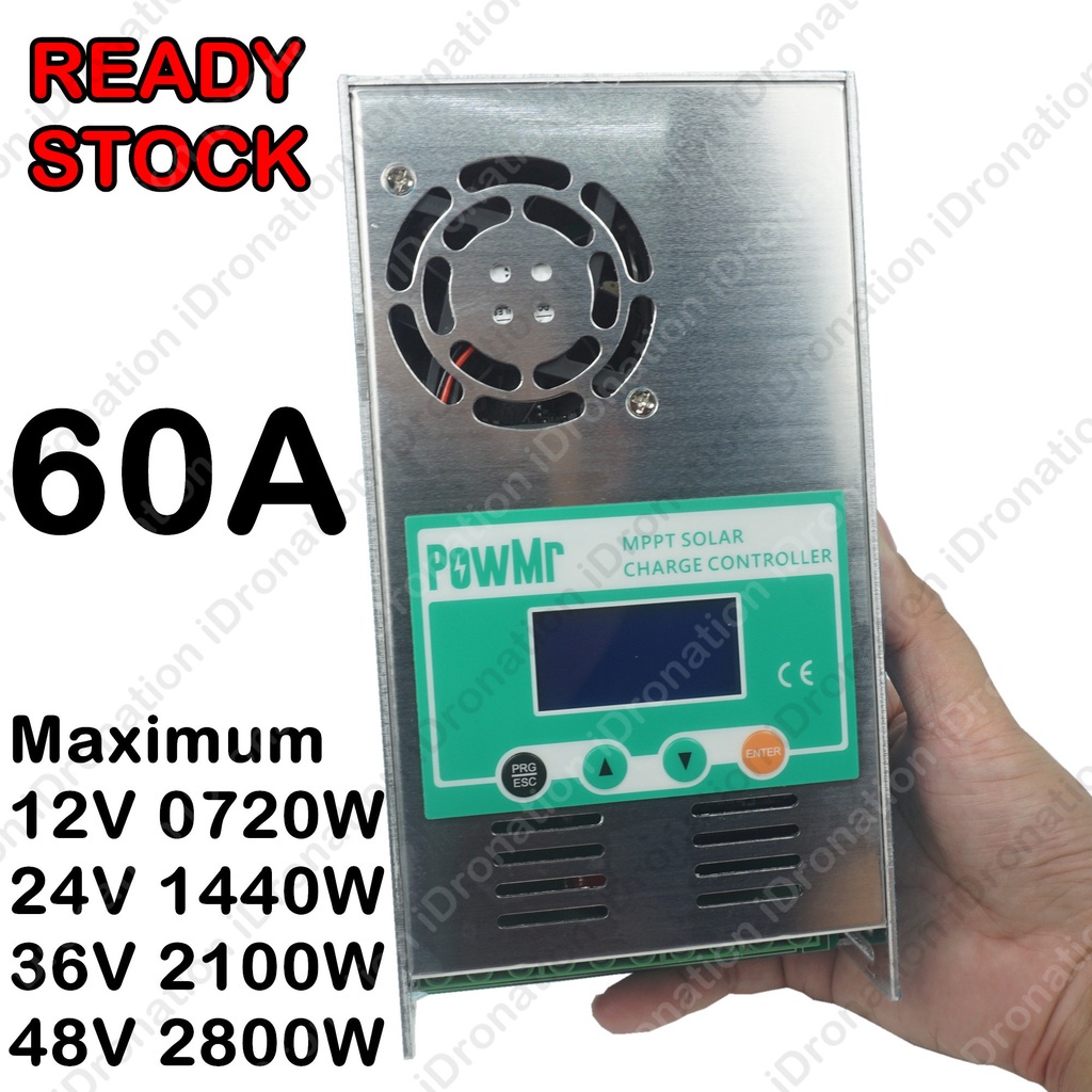PowMr 60A MPPT Solar Charge Controller PV 12V 24V 36V 48V Protable Auto Back-light LCD Solar ...
