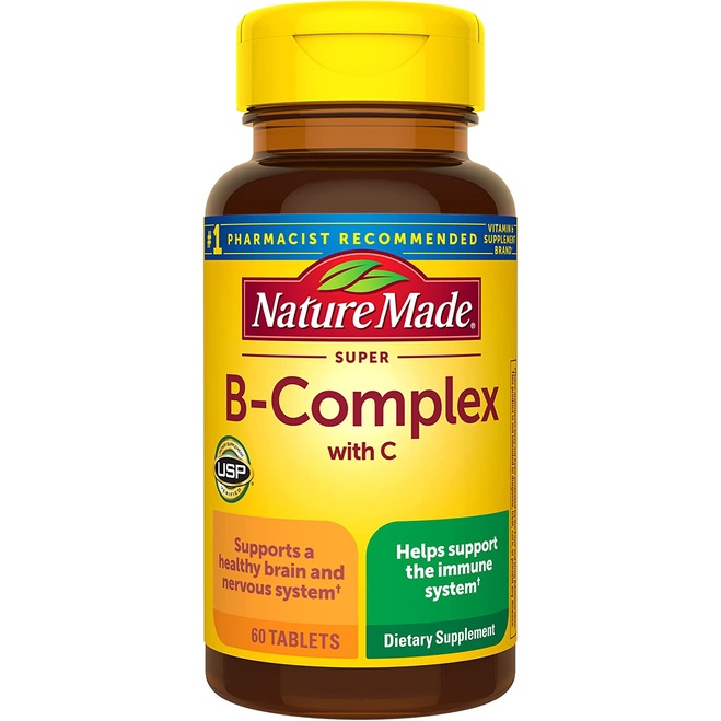 Nature Made Super B Complex Vitamin B pills with Vitamin C and Folic ...