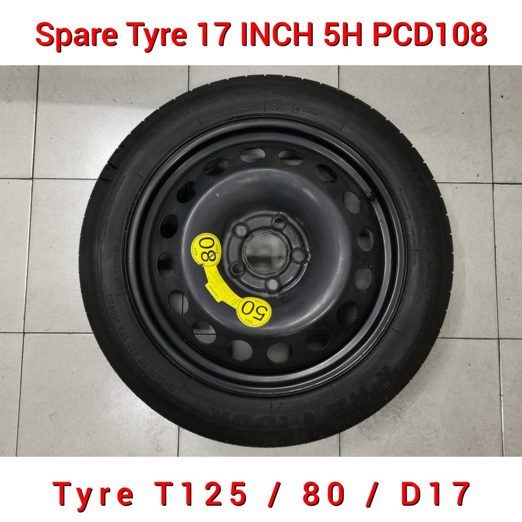 Spare Tyre 17 Inch Inci 5H PCD108 ( T125/80 D17 ) For Volvo / Tayar Ganti / Spare Tire | Shopee ...